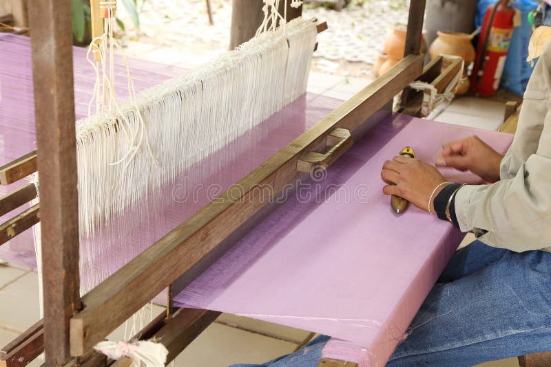 Traditional Thai Loom at Work Stock Image - Image of pattern, silk ...