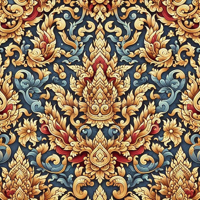 Traditional Thai Patterns Include Both Flame Flowers and Graceful ...