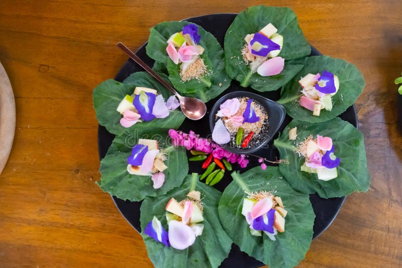 Traditional Thai Snack or Wrapped Appetizer Stock Photo - Image of ...