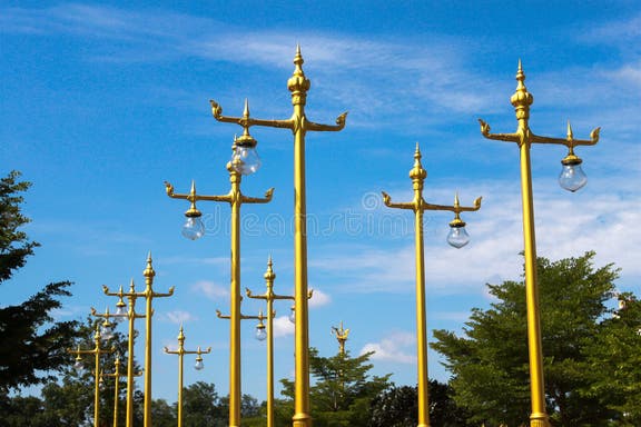 Traditional Thai Style Light Pillar Stock Photo - Image of bulb ...