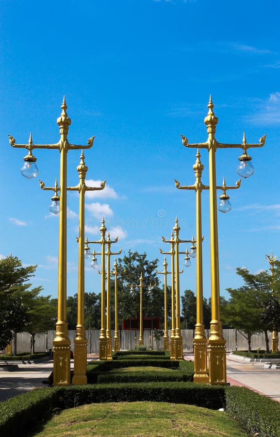 Traditional Thai Style Light Pillar Stock Photo - Image of bulb ...