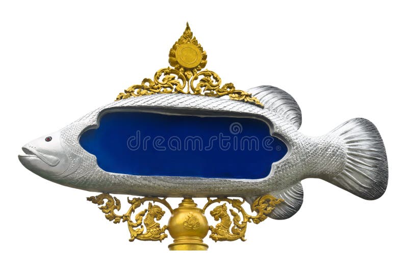 Traditional Thai Style Sign Post in Fish Shape Stock Photo - Image of ...