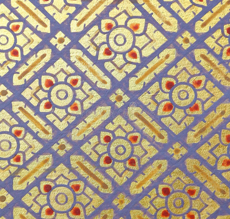 Traditional Thai Style Texture on Display at the Wall Stock Image ...
