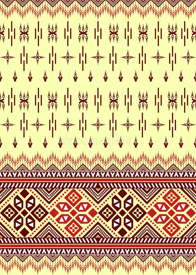 Traditional Thai Textile Pattern with Ornamental Geometric Design Stock ...
