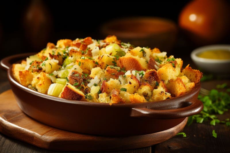 Traditional Thanksgiving Cornbread Stuffing Stock Illustration ...