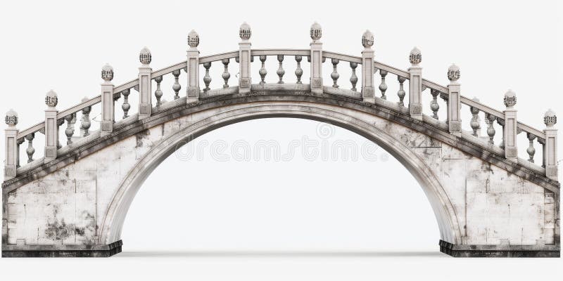 Traditional Tied Arch Bridge. Detailed Construction on Isolated ...
