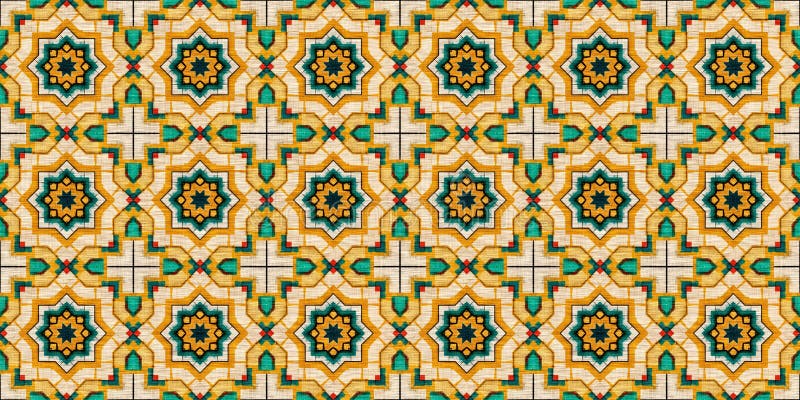 Traditional Tile Mosaic Seamless Border Pattern Print. Fabric Effect ...
