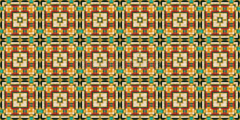 Traditional Tile Mosaic Seamless Border Pattern Print. Fabric Effect Mexican Patchwork Damask ...