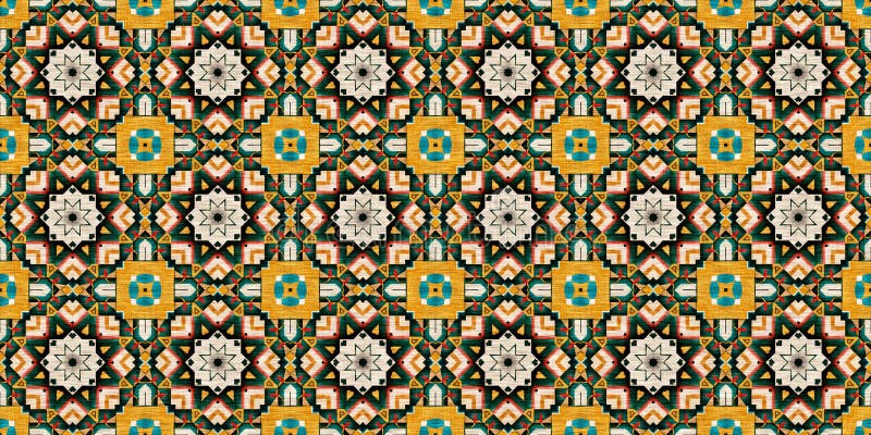 Traditional Tile Mosaic Seamless Border Pattern Print. Fabric Effect ...