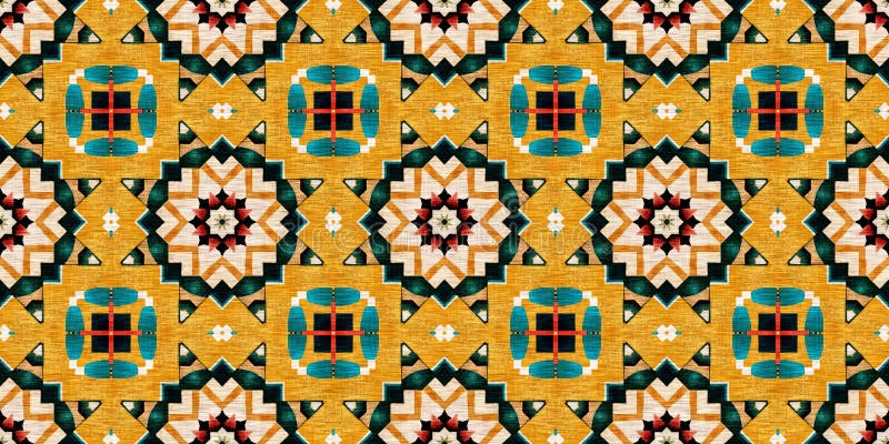 Traditional Tile Mosaic Seamless Border Pattern Print. Fabric Effect ...