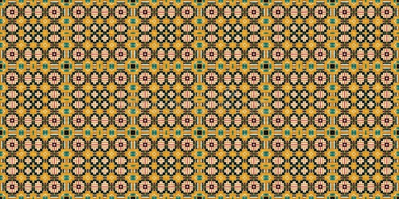 Traditional Tile Mosaic Seamless Border Pattern Print. Fabric Effect ...