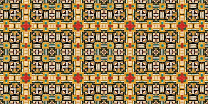 Traditional Tile Mosaic Seamless Border Pattern Print. Fabric Effect ...