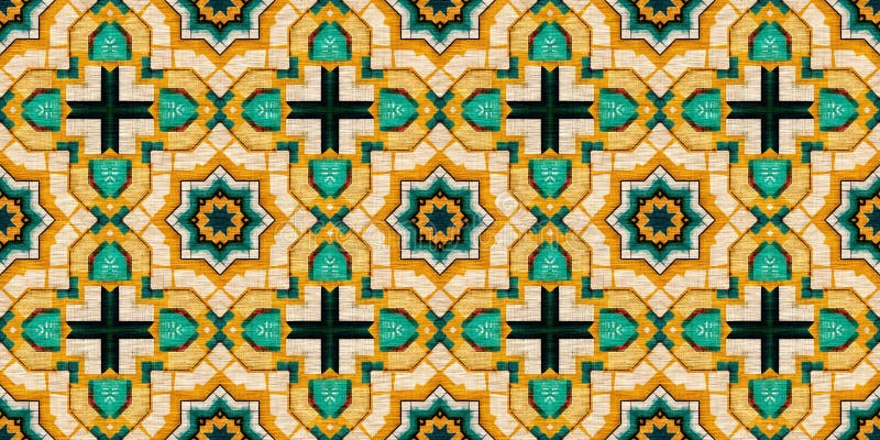 Traditional Tile Mosaic Seamless Border Pattern Print. Fabric Effect ...