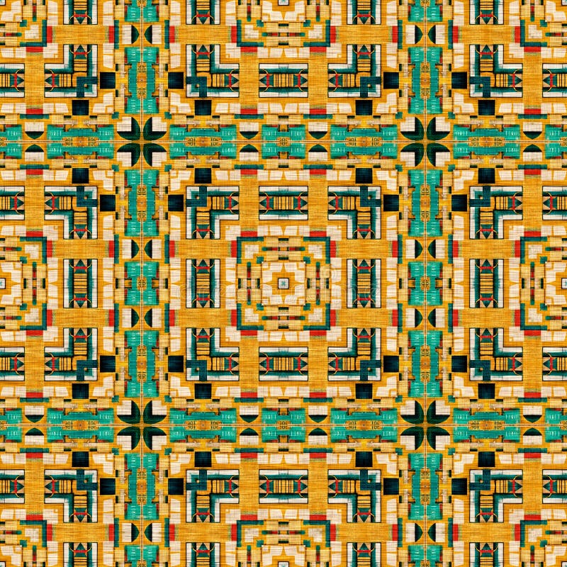 Traditional Tile Mosaic Seamless Pattern Print. Fabric Effect Mexican ...