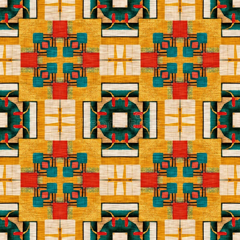 Traditional Tile Mosaic Seamless Pattern Print. Fabric Effect Mexican ...