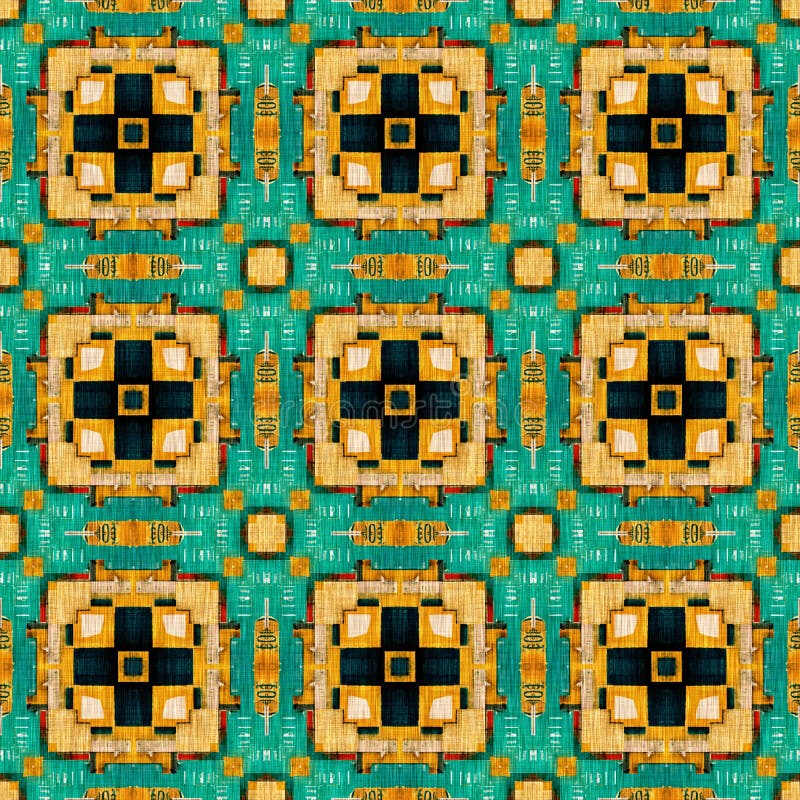 Traditional Tile Mosaic Seamless Pattern Print. Fabric Effect Mexican ...