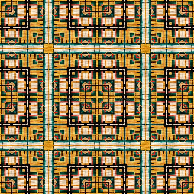 Traditional Tile Mosaic Seamless Pattern Print. Fabric Effect Mexican ...