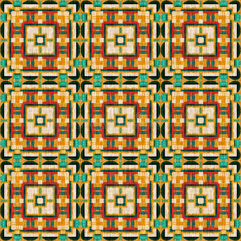 Traditional Tile Mosaic Seamless Pattern Print. Fabric Effect Mexican ...