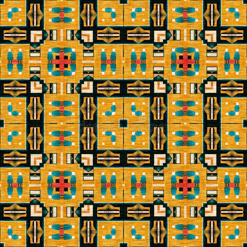 Traditional Tile Mosaic Seamless Pattern Print. Fabric Effect Mexican ...