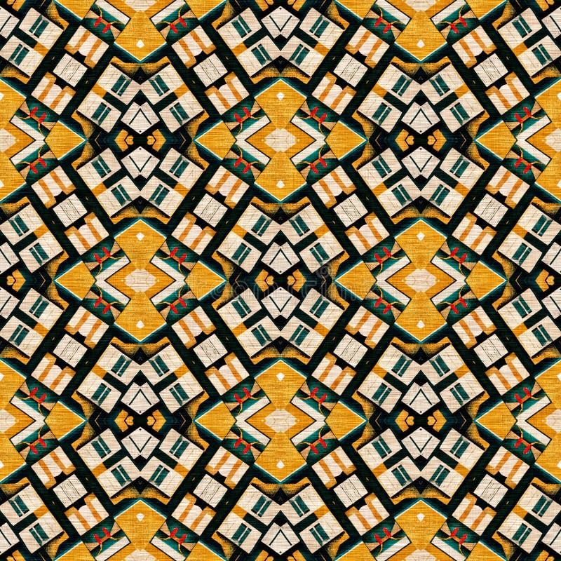 Traditional Tile Mosaic Seamless Pattern Print. Fabric Effect Mexican ...