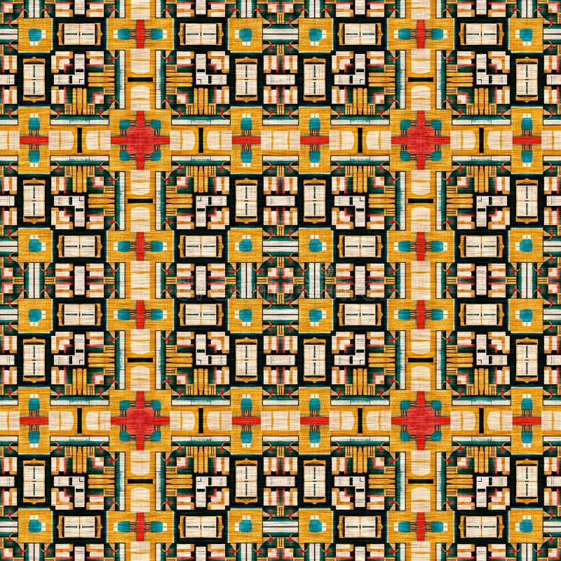 Traditional Tile Mosaic Seamless Pattern Print. Fabric Effect Mexican ...