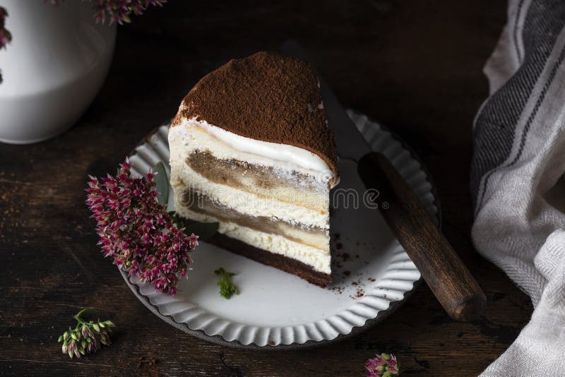 Traditional Tiramisu Cake with Coffee and Chocolate Stock Image - Image ...