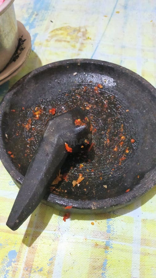 A Traditional Tool for Making Chili Sauce Made from Stone Stock Image ...