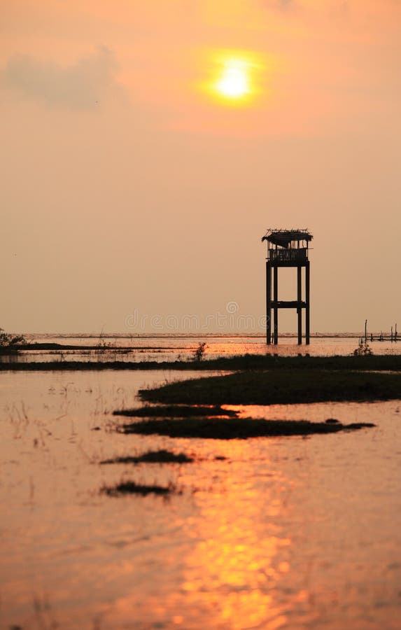 Traditional Tower on a Lake in Thailand Stock Photo - Image of sunrise ...