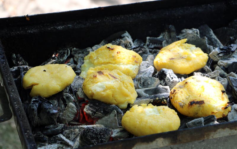 Traditional Romanian Polenta on Grill Stock Photo - Image of romanian ...