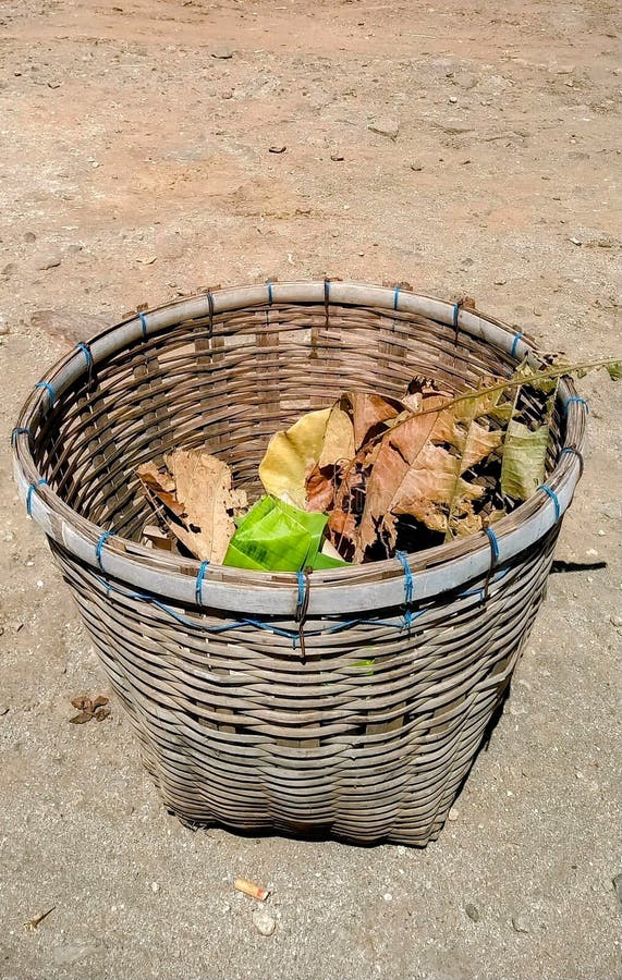 Traditional Trash Bins Made of Bamboo are Very Eye-catching Stock Image ...