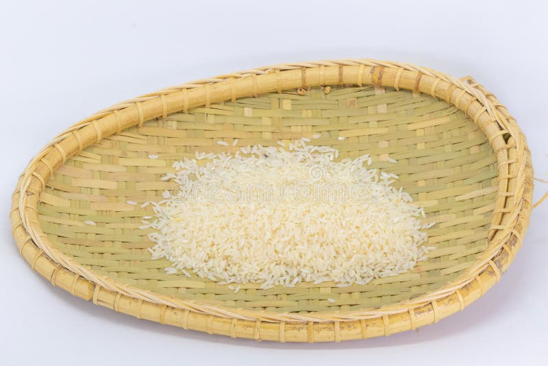 Traditional Tray from Bamboo with Rice Stock Image - Image of produce ...