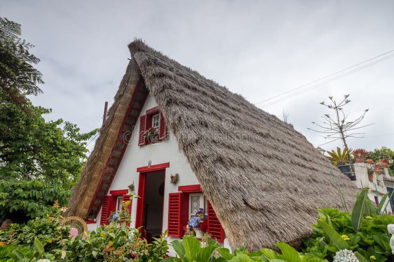 Traditional Triangular House in Santana Stock Image - Image of portugal ...