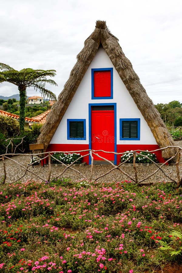 Traditional Triangular Rural House at Madeira Island, Portugal Stock ...