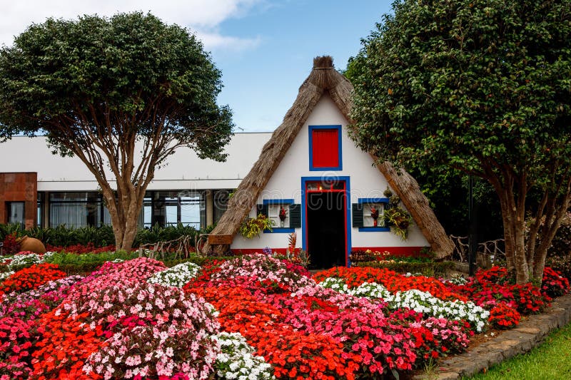 Traditional Triangular Rural House at Madeira Island, Portugal Stock ...
