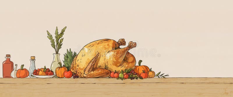 Traditional Turkey Illustrations Thanksgiving Hues Background with ...