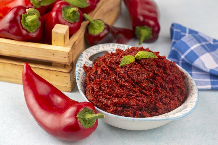 Traditional Turkish Adana Pepper Paste - Biber Salcasi Stock Photo ...