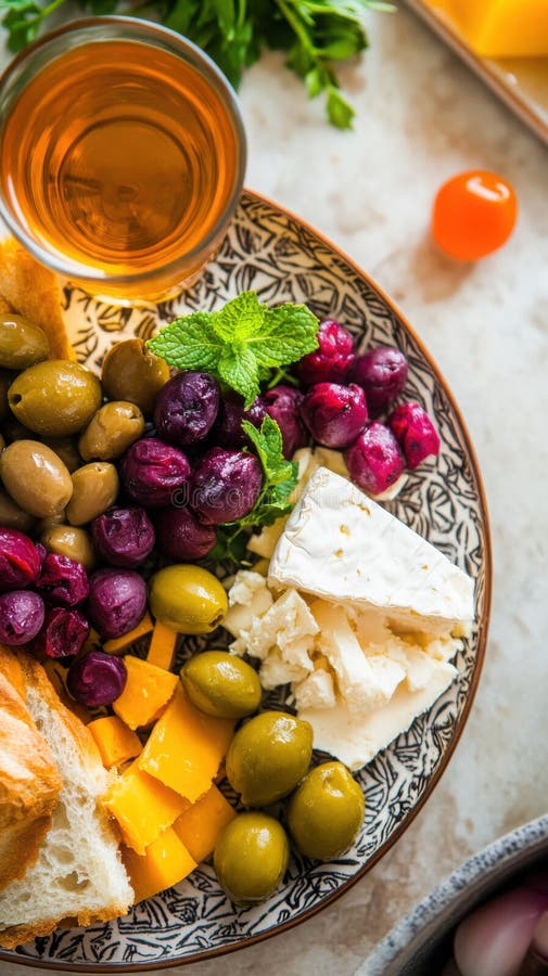 A Traditional Turkish Breakfast Elegantly Presented on a Patterned ...