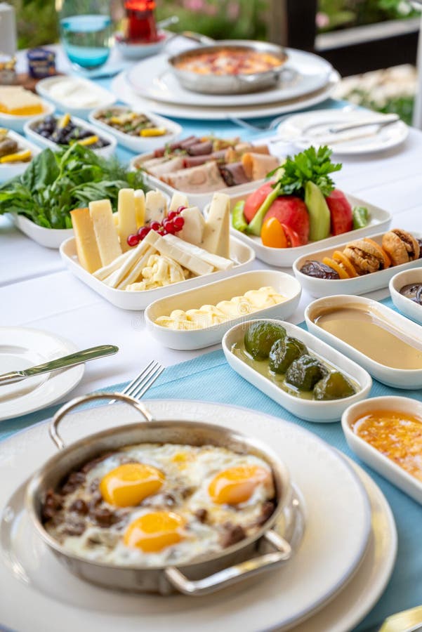 Traditional Turkish Breakfast Served with Traditional Turkish Tea on ...