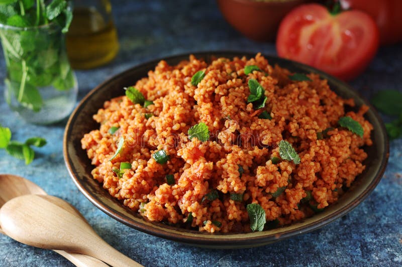 A Traditional Turkish Bulgur Salad - Kisir Stock Photo - Image of mezze ...
