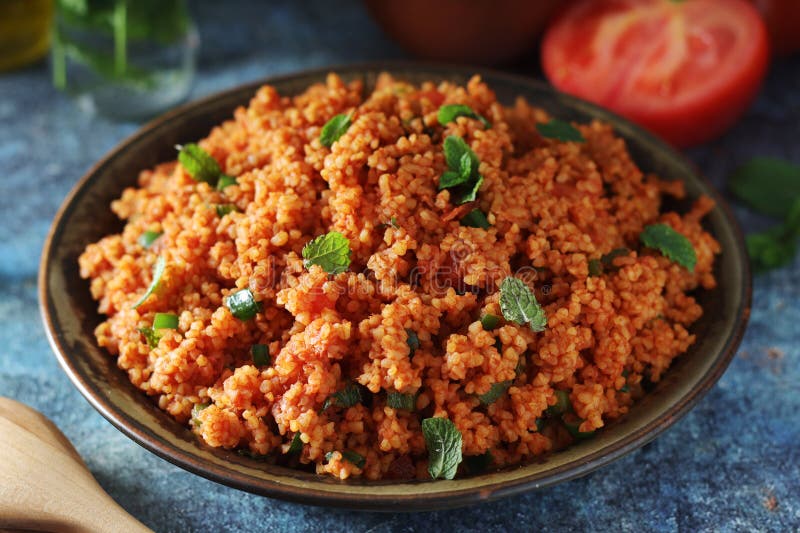 A Traditional Turkish Bulgur Salad - Kisir Stock Image - Image of dish ...