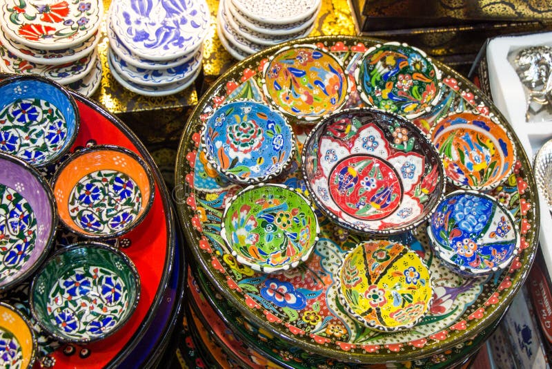 Traditional Turkish Ceramic Plates Stock Image - Image of shop, travel ...