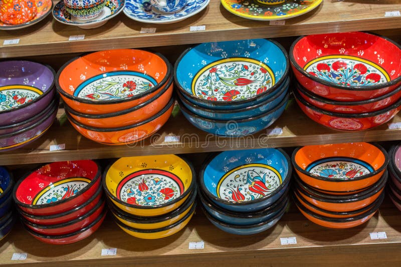 Traditional Turkish Ceramic Plates Stock Image - Image of patten ...