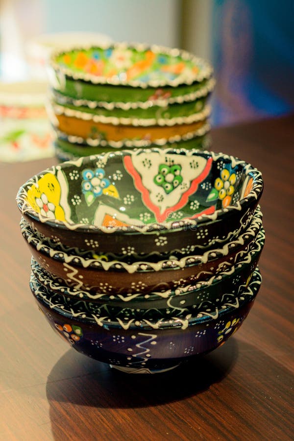 Traditional Turkish Ceramic Pottery Item Stock Image - Image of plate ...