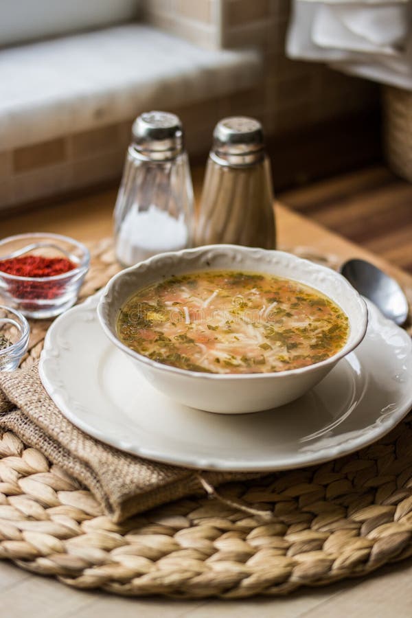 Traditional Turkish Chicken Broth Soup Stock Image - Image of healthy ...