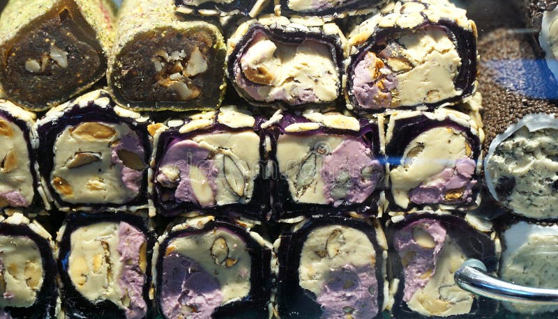 Traditional Turkish Delight on a Display for Sale Stock Photo - Image ...