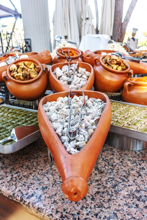 Traditional Turkish Delight in an Open Buffet in a Hotel in Turkey ...