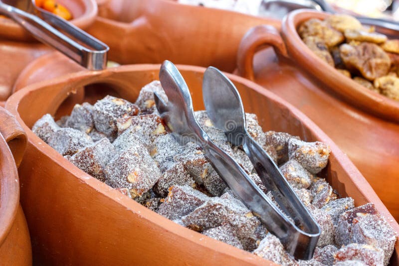 Traditional Turkish Delight in an Open Buffet in a Hotel in Turkey ...