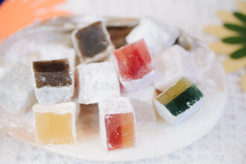Traditional Turkish Delight, Soft Candy Stock Image - Image of powdered ...