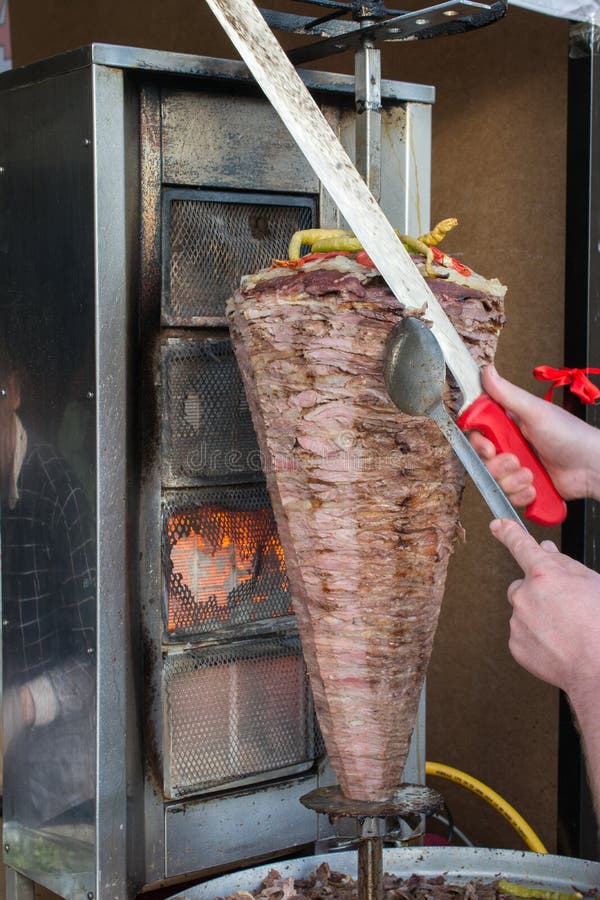 Traditional Turkish Doner Kebab Grill Stock Image - Image of roasted ...
