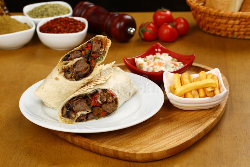 Traditional Turkish Durum, Wrap Stock Image - Image of lunch, lavash ...